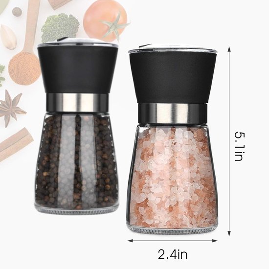 Zout en Peper Grinder Set - Handmatige Pepermolens met Verstelbare ...