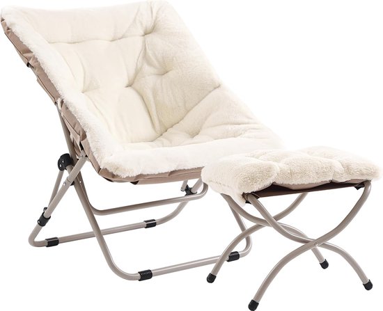 Goodivery ® Ruime Comfortabele Vouwbare Lounge Stoel met Voetenbank ...