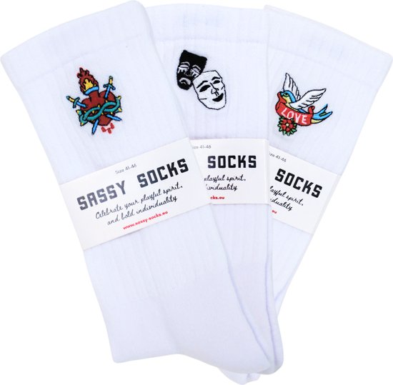 Sassy Socks - Vintage Tattoo Style 3pack - Sportsokken - Wit ...