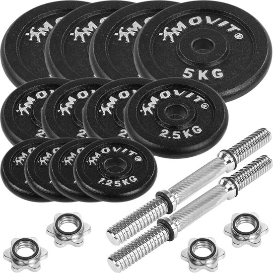 Dumbbell Set van 2 Gietijzeren Halters tot 60kg - Ideaal voor Thuis ...