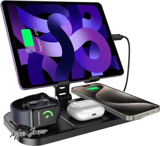 Mrs. Jones Inductief laadstation voor meerdere apparaten 4-in-1 iPad tablet... | bol