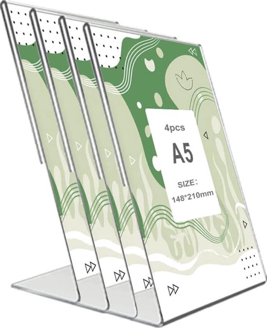 Set van 4 tafeldisplays A5-displays diagonaal DIN A5-displays van acryl ...
