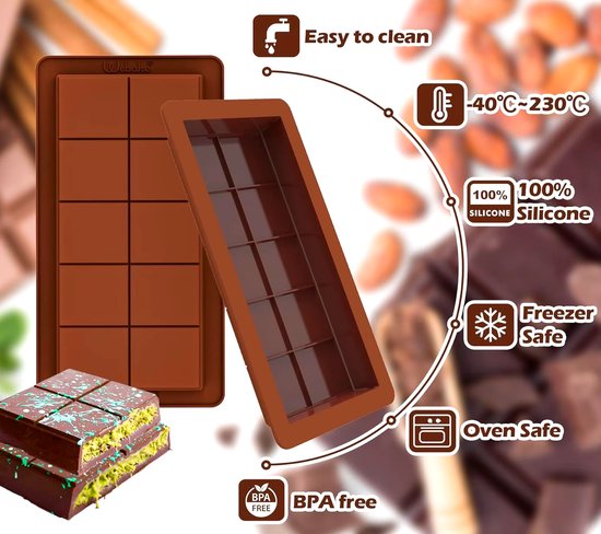 Dubai chocolade mal - Chocolade vorm reep - Diepe chocoladevorm ...