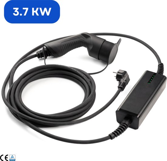 Mobiele Thuislader Type 2 - Laadkabel elektrische auto - 3.7 KW ...
