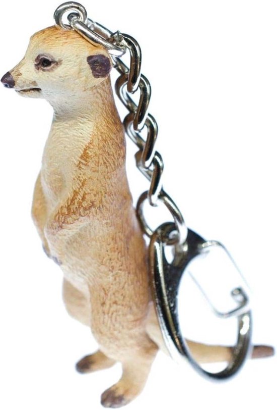 Handgemaakte hanger sleutelring stokstaartje prairiehond beige ...