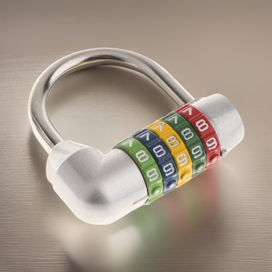 Hangslotje met 4 Cijfercode – 4 Cijfers Regenboogkleuren – 6*6 cm ...