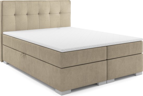 Meuba Home - Antwerp Boxspring - Beige - 200x200 - Stof - Met topper ...