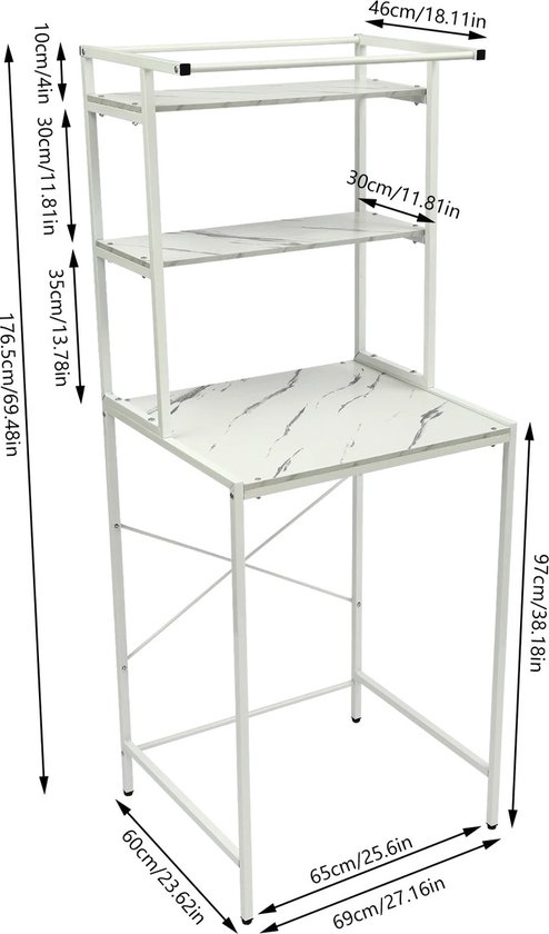 Wasmachine ombouw rek - Wasmachine rek - 69x60x176.5cm - Wasmachine rek ...