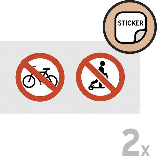Pictogram/ stickers (2x) | Steps en fietsen verboden | 20 x 10 cm ...