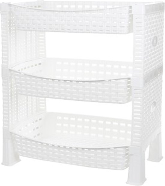 CM keuken opbergrek - 3-laags - wit - met gaatjes - kunststof - 47 x 41 ...