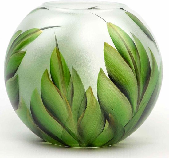 Handpainted Glass Vase for Flowers | Painted Art Glass Vase | Interior ...