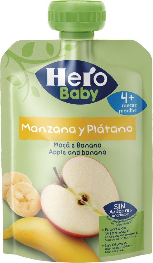 Fruitzak met appel en banaan 4m+ 100 g (Banaan - Appel) | Hero | bol