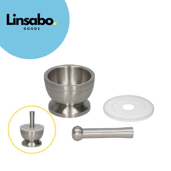 Linsabo Goods Vijzel 12 cm Roestvrij Staal met Deksel – Stevige Kruiden ...