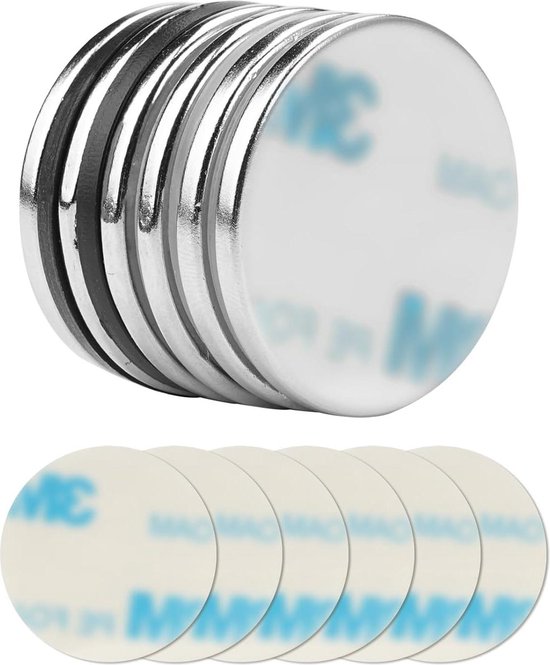 Pack-of-6-Neodymium-Magnets-30-x-3-mm-Round-Self-Adhesive-Power-Magnets ...