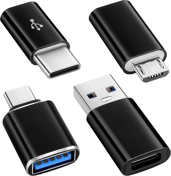 4 stuks USB C naar USB 3.0 OTG adapter - micro USB naar USB C adapter ...