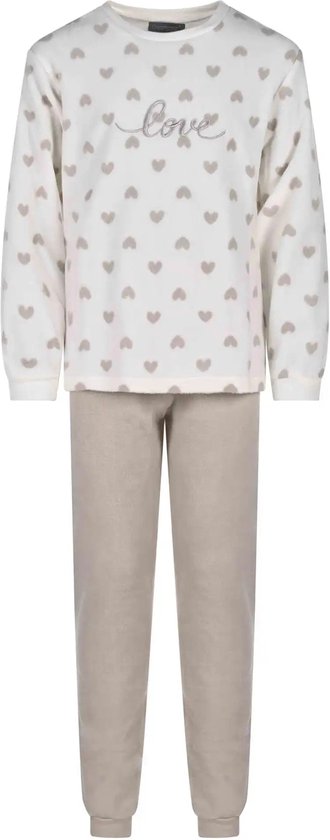 Cocodream fleece meisjes pyjama - Love - 164 - Creme | bol