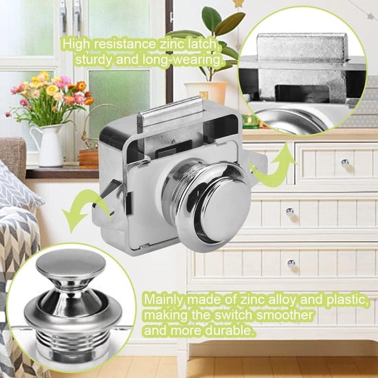 Taste Catch Lock 15-18 mm meubelslot, meubelslot, meubelgreep, 2 stuks ...