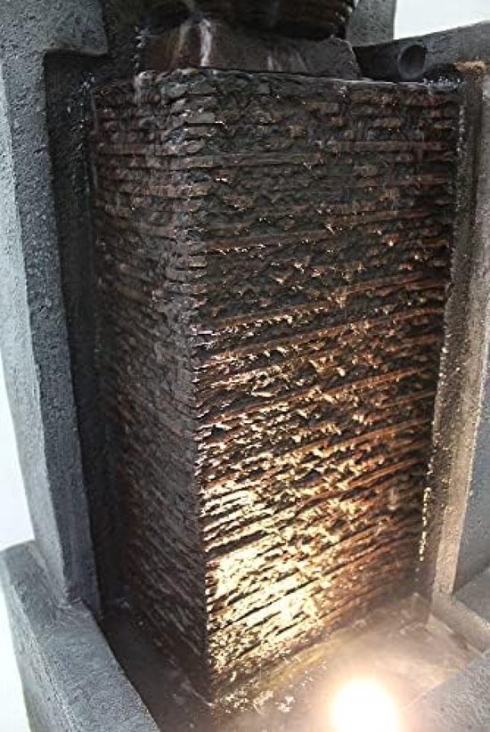 Grote tuinfontein met LED-verlichting 109 cm fontein cascade ...