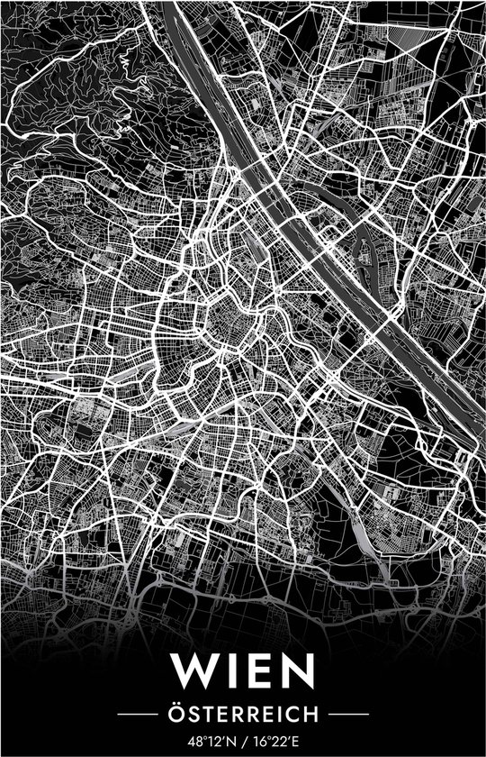Wien Poster | Oostenrijk Poster | Zwart Poster | Stad Poster | Kaart ...