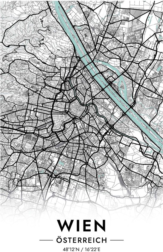 Wien Poster | Oostenrijk Poster | Blauw Poster | Stad Poster | Kaart ...