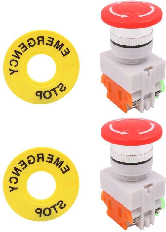 Emergency Stop Button Rotary Switch Knobs 1NO 1NC with Emergency Stop Board - LAY37-11ZS | bol