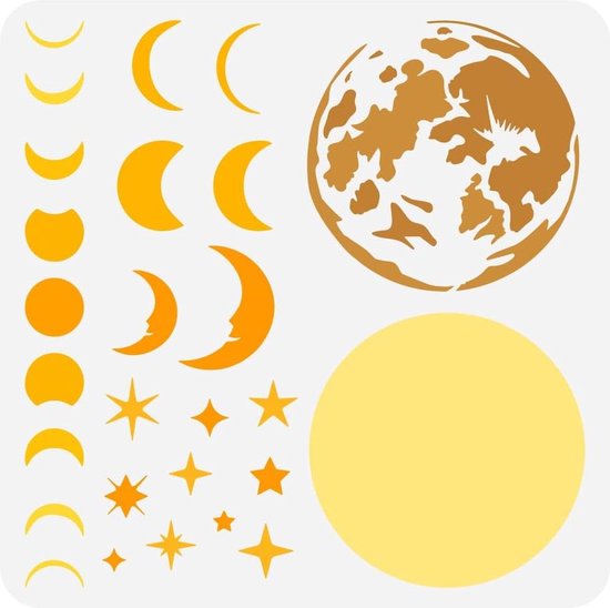 Layered Moon Painting Template 30x30cm - Moon Phases Color Template ...