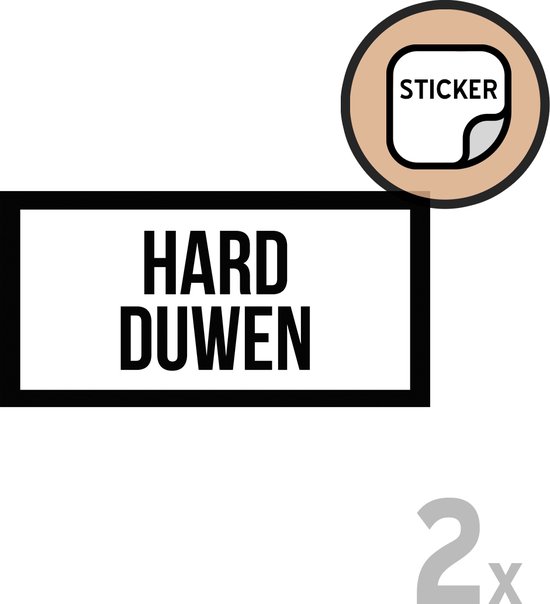 Pictogram/ stickers (2x) | "Hard duwen" | 20 x 10 cm | Inkom | Lastige ...