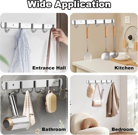 Veelzijdige RVS Muur Haken Set met 5 Haakjes voor Elke Ruimte in Huis | bol