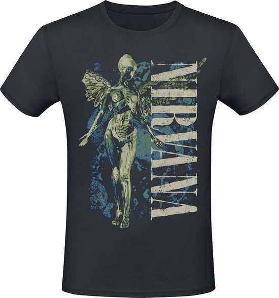 Nirvana Vertical Logo T-shirt zwart XL - Katoen - Band merch, Bands ...