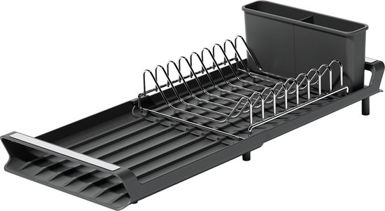 Vostara Afwasdroogrek - Uitschuifbaar druiprek met lekbak - Zwart | bol