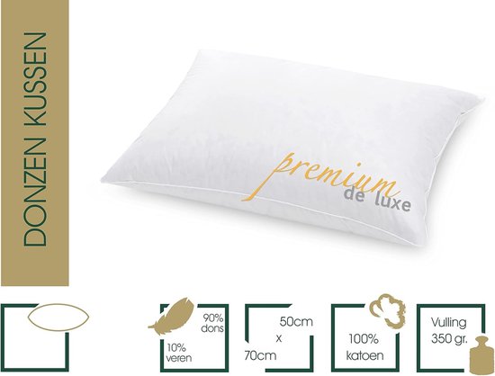 Premium de Luxe Knuffel Kussen 50x70 cm - 100% Katoen, 90% Dons 10% ...