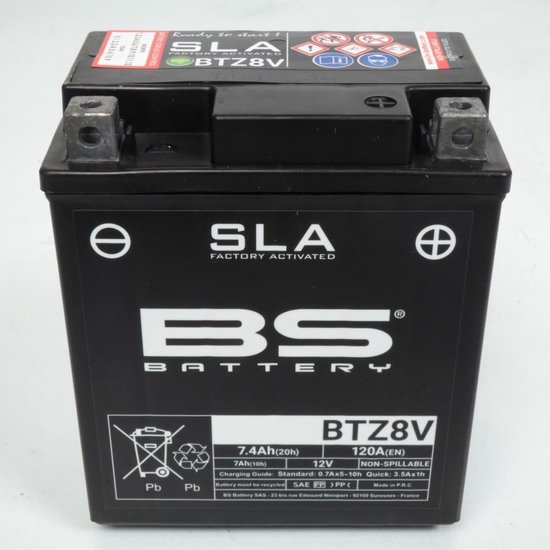 sla bs accu voor tweewieler honda 125 ytz8v / 12v 7.4ah nieuw | bol