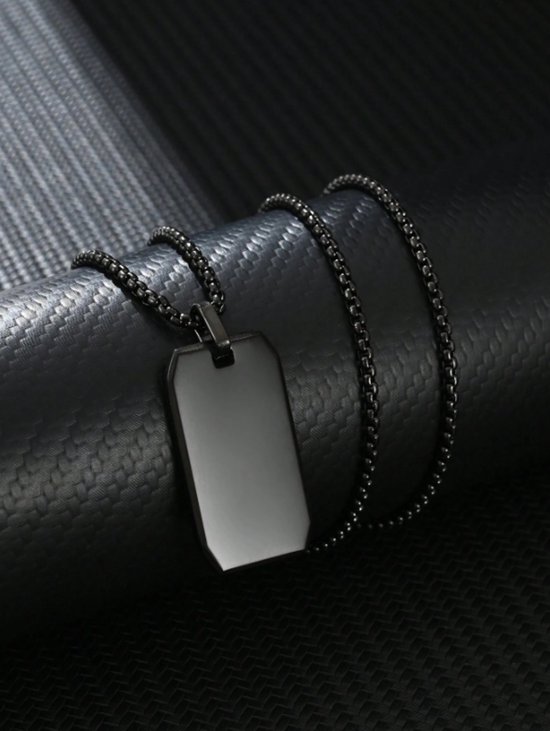 Dog Tag Ketting - Met Vierkant Plaatje - Plaat - Collier - Ketting ...