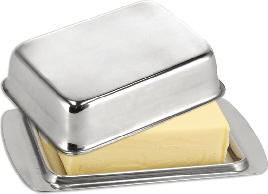 Botervloot RVS met deksel - Klassiek design - voor 250 g boter ...