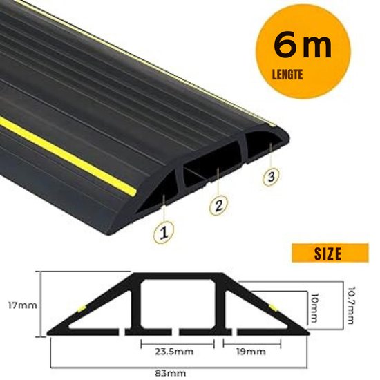 DD® Kabelmat - Kabelbrug - Kabelmantel - 6m - Flexibele PVC Vloer ...