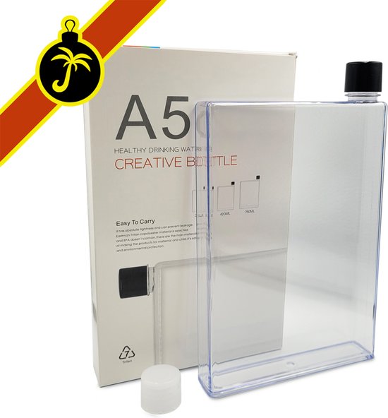 Parchilli – Platte waterfles – Voor water of sap – 750ML doorzichtige ...