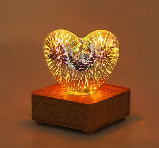 Lamp hart met vuurwerkeffect - Nachtlampje kinderen - Kinderlampje - 3D ...