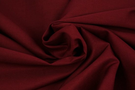 Katoen stof - Per meter - 1 meter - Poplin katoen uni - Bordeaux rood | bol