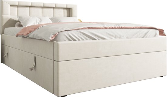 Merax Gestoffeerd Bed 90x200 cm - Velvet Flatform Bed met LED ...