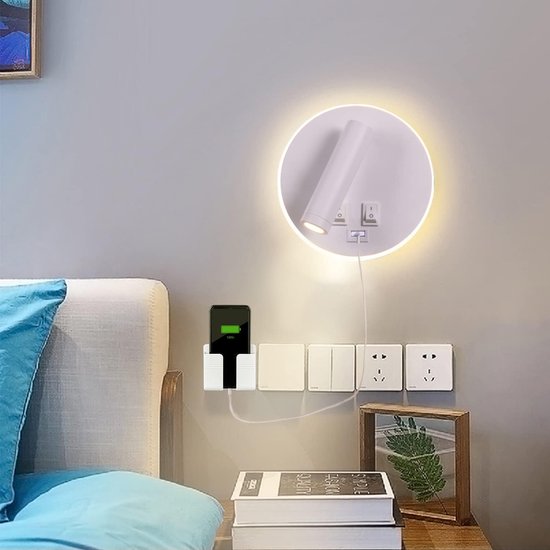 USB-oplaadpoort, led-bedlampjes, wandlamp, hotel, binnen, wandlampen ...