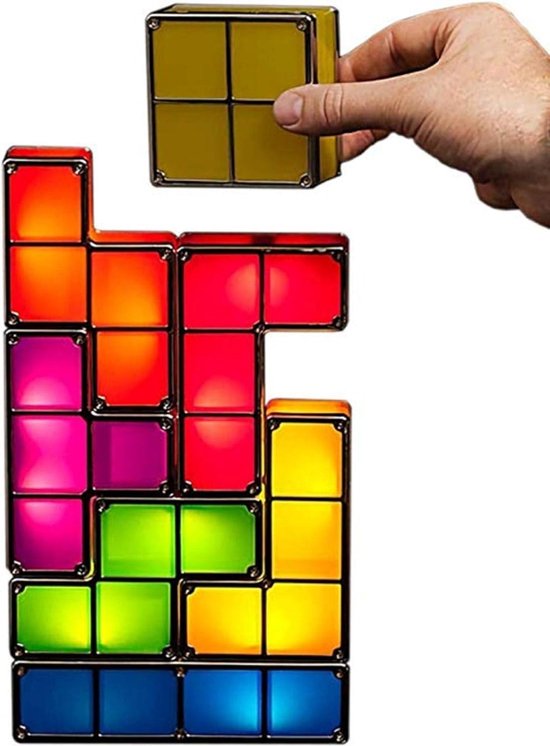 3D Retro Puzzellamp - Stapelbare LED lamp in 7 kleuren - Nachtlamp | bol