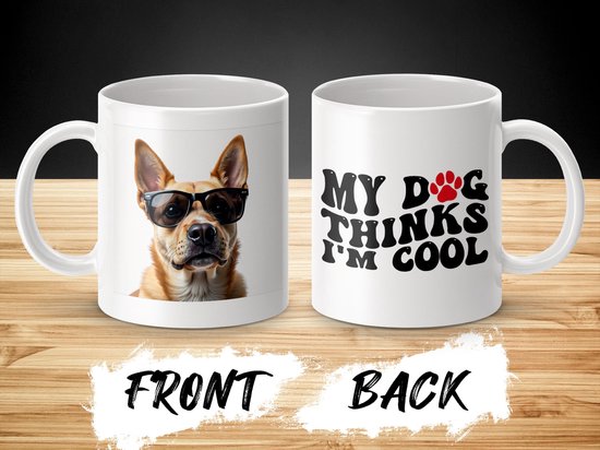 Leuke mok met een hond met coole zonnebril, grappige mokken voor ...