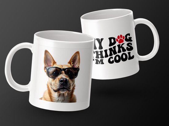 Leuke mok met een hond met coole zonnebril, grappige mokken voor ...