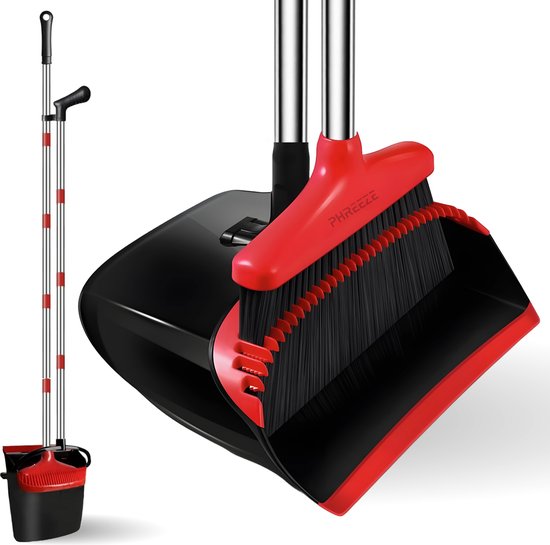 Stoffer en Blik met Lange Steel - Verstelbaar - Bezem Binnen - Vuilblik ...