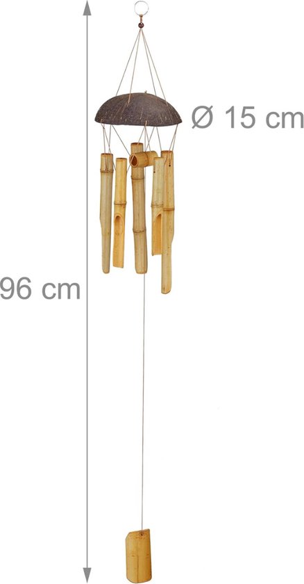 DD Windgong Bamboe - Windvanger - Windorgel - Kokosnoot - 96x15x96cm ...