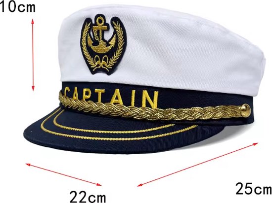 CAPTAIN Hoed Blauw & Wit met ankers - Kapiteinspet voor volwassenen | bol