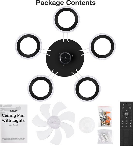 5 Ring Ventilator Lamp - Plafondventilator - Smart Lamp - Met Dimmer ...