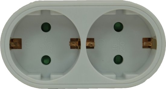 Verloopstekker 2x randaarde horizontaal | bol