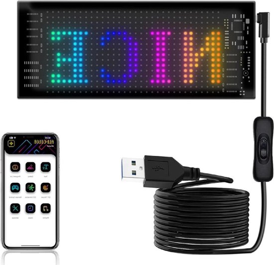 Programmeerbaar LED-bord - Flexibel USB RGB - APP-bediening ...
