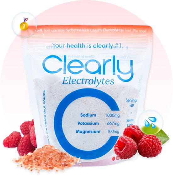 Clearly Electrolytes Framboos – Elektrolyten Poeder – 60 Porties Zonder ...